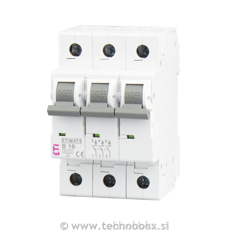 Varovalka avtomatska B 16A 3P, ETI - technobox.si